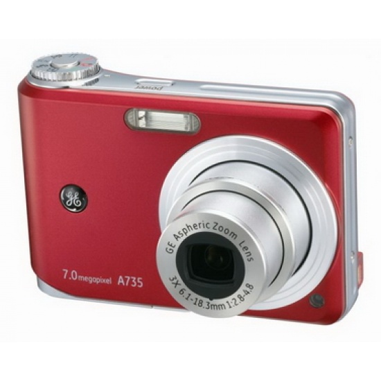 GE A735 7.0 Megapixel Digital Camera (w/ Panorama Function) Red