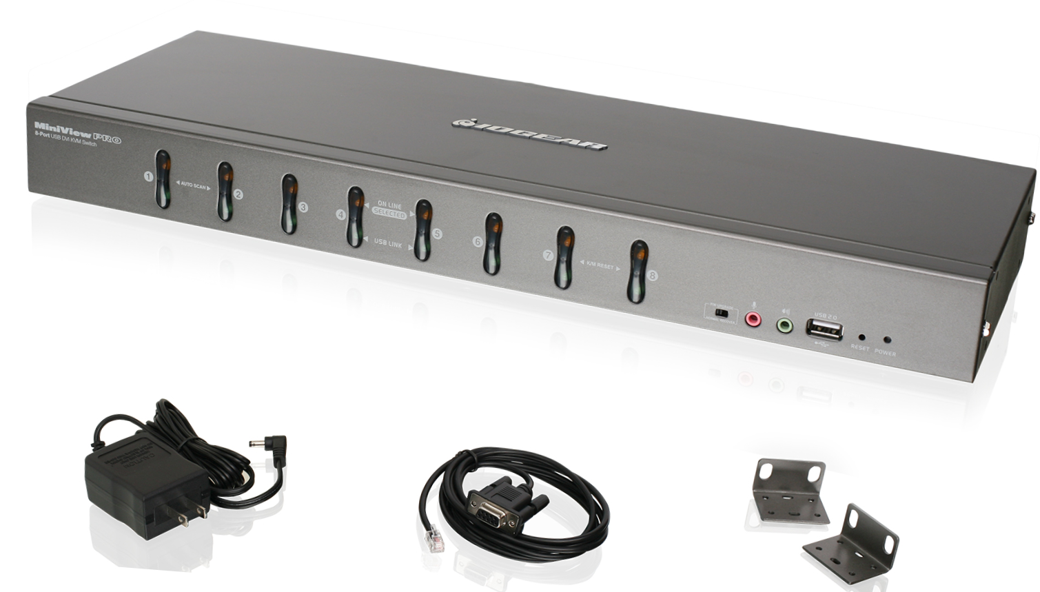 Iogear 8 Port Network KVM Switch - Grey