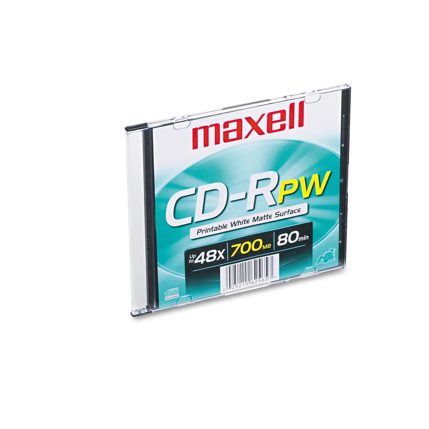 Maxell CD-R White Ink Jet Printable 1-Pack 700MB Slim Jewel Case