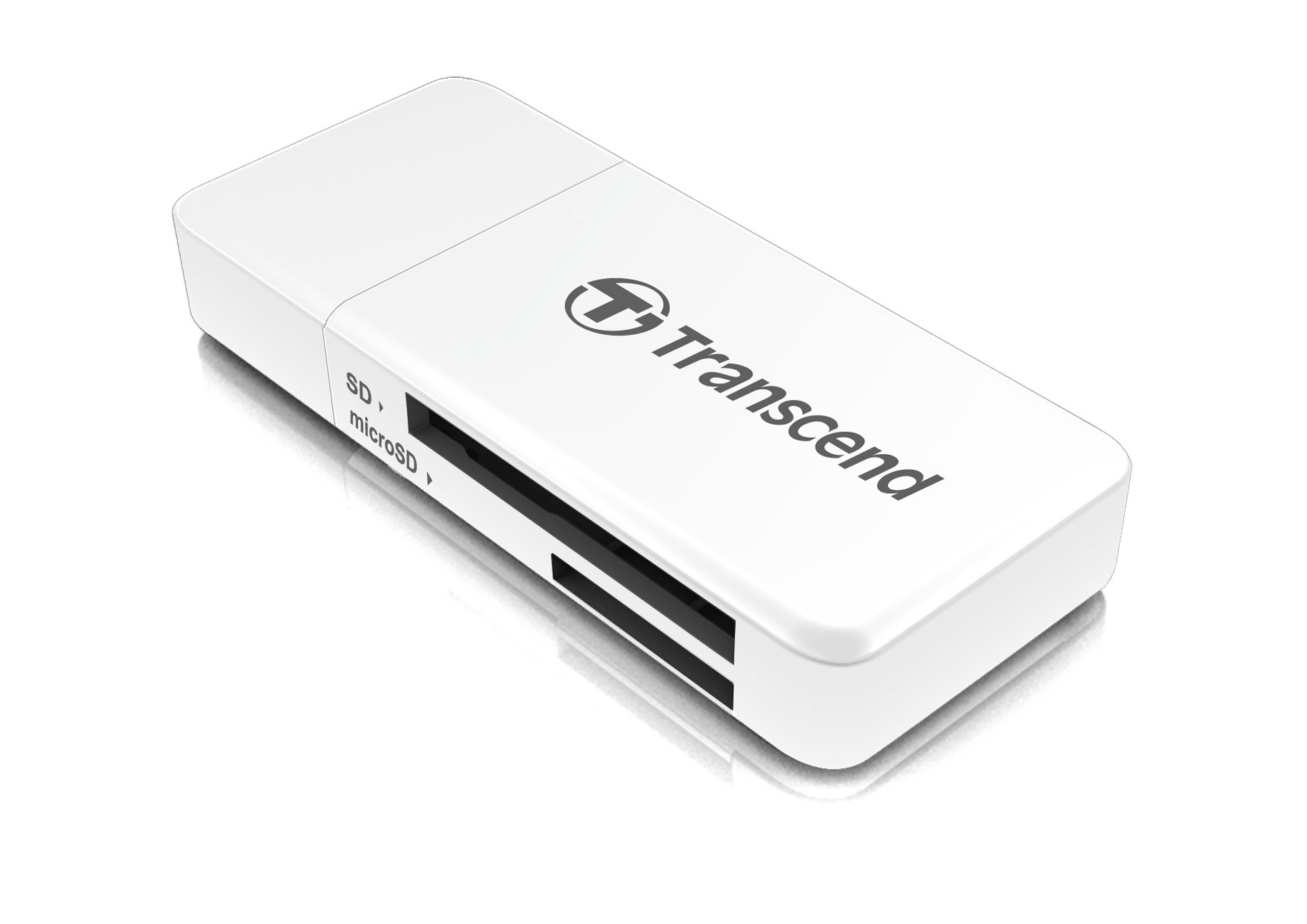 White Transcend High-Speed RDF5 USB3.0 Card Reader for SDHC/SDXC and ...