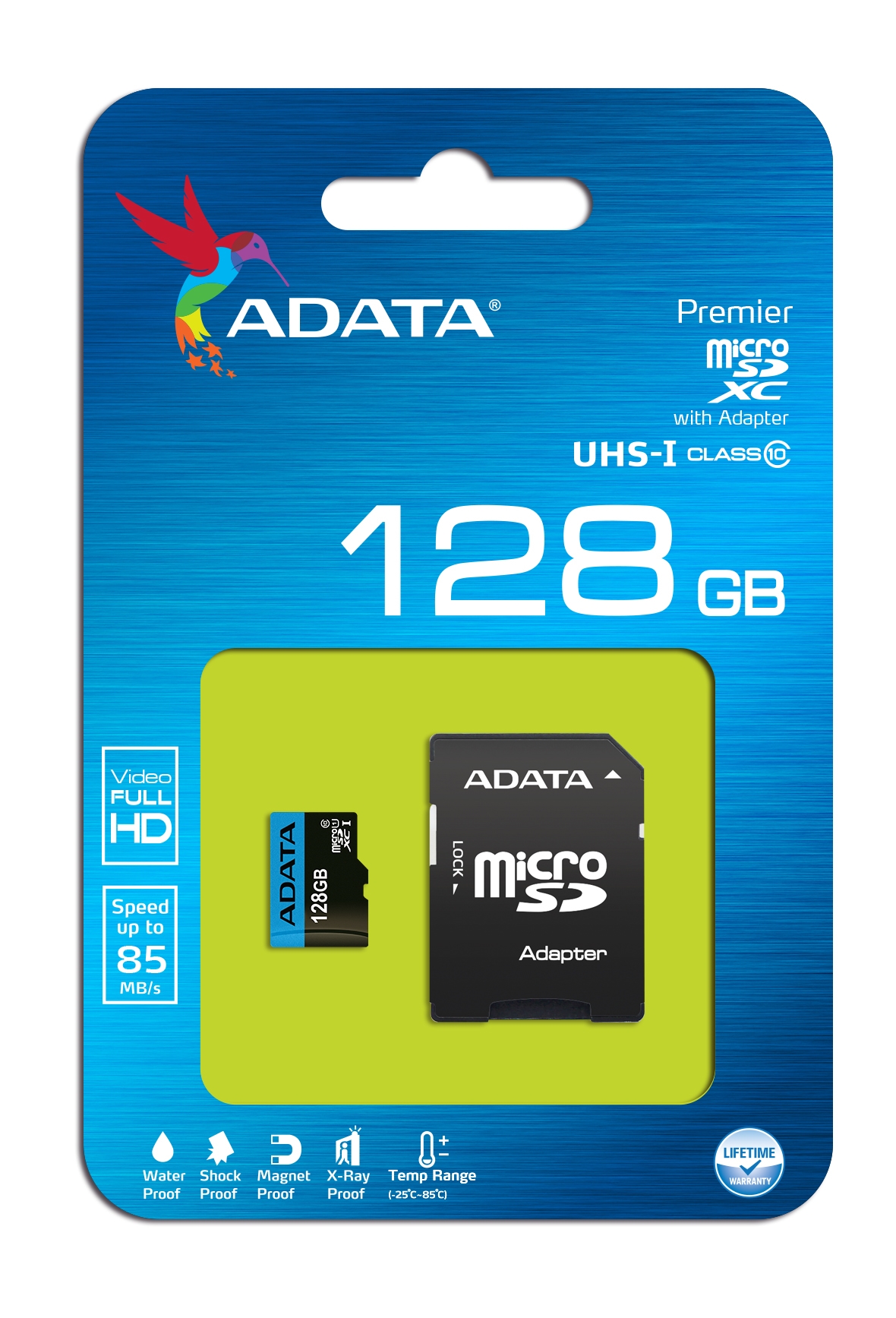 128GB AData Turbo microSDXC UHS-1 CL10 Memory Card w/SD adapter 85MB/sec