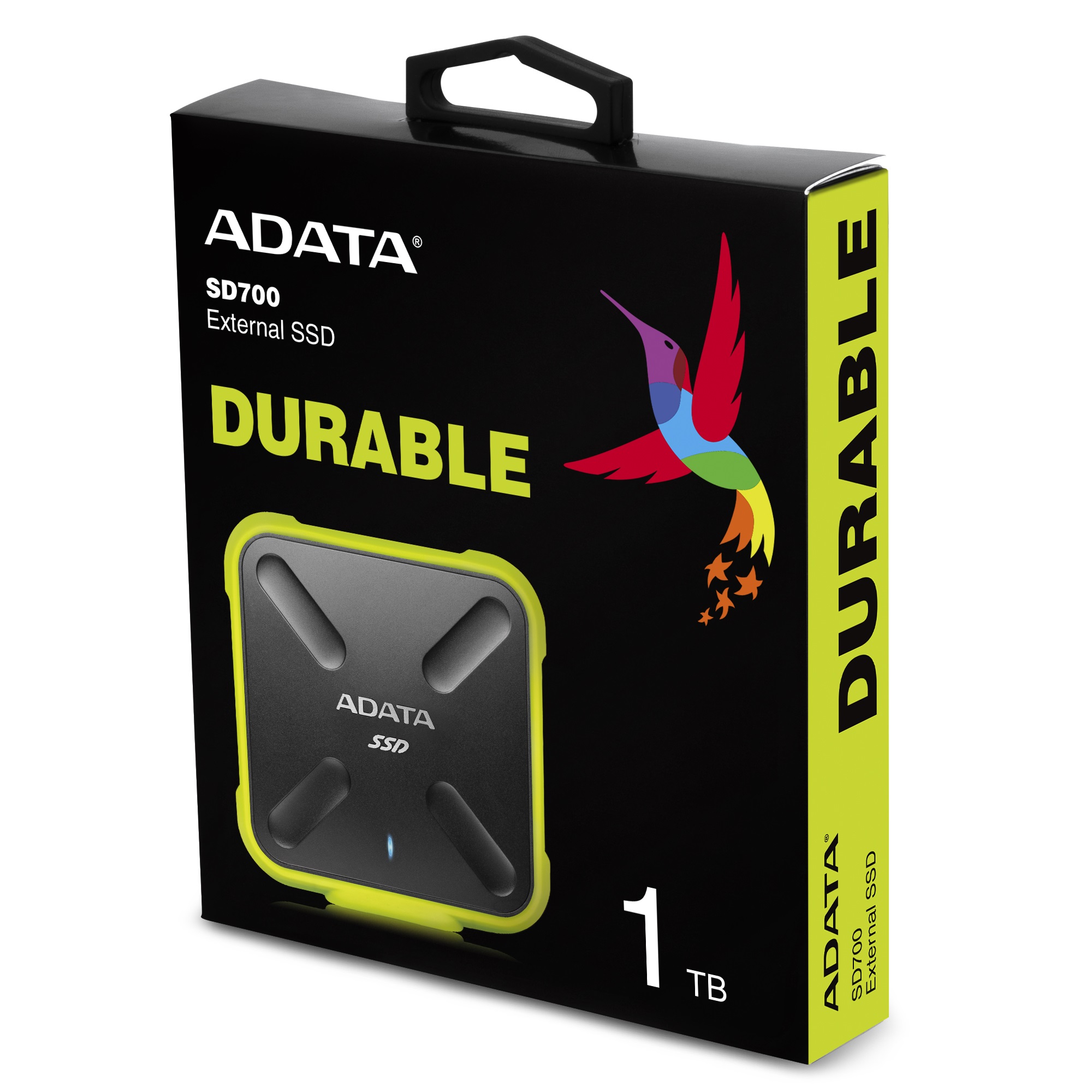 1TB AData SD700 Durable External SSD - USB3.1 Interface - Black/Yellow