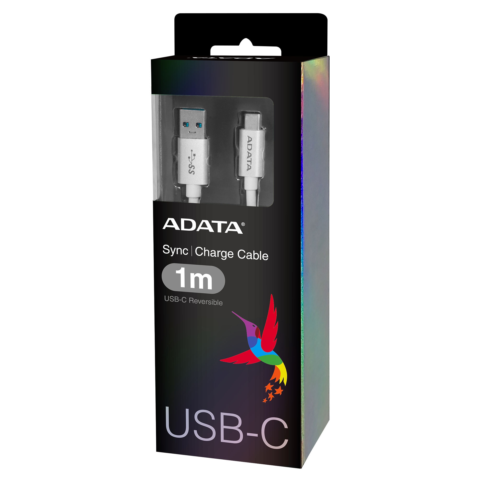 AData USB-C (Reversible) to USB-A 3.1 Cable - Silver - 100 cm