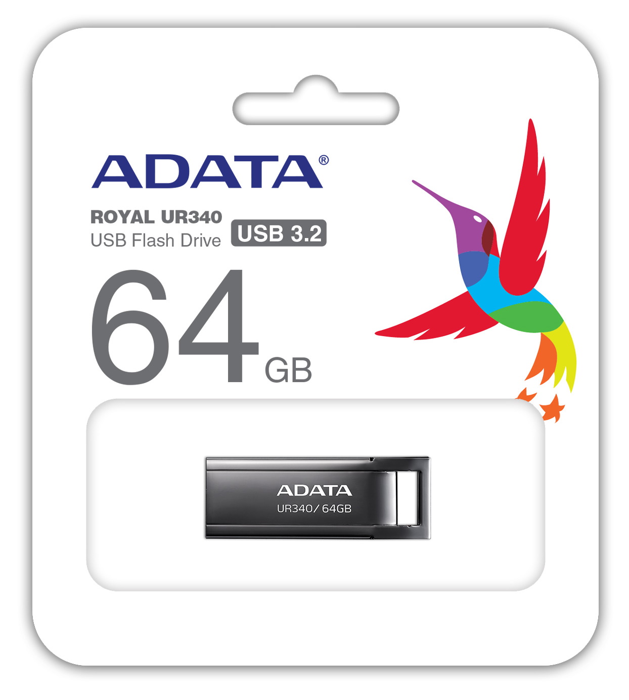 64GB AData Royal UR340 Ultra-Compact USB3.0 (USB3.2) Flash Drive