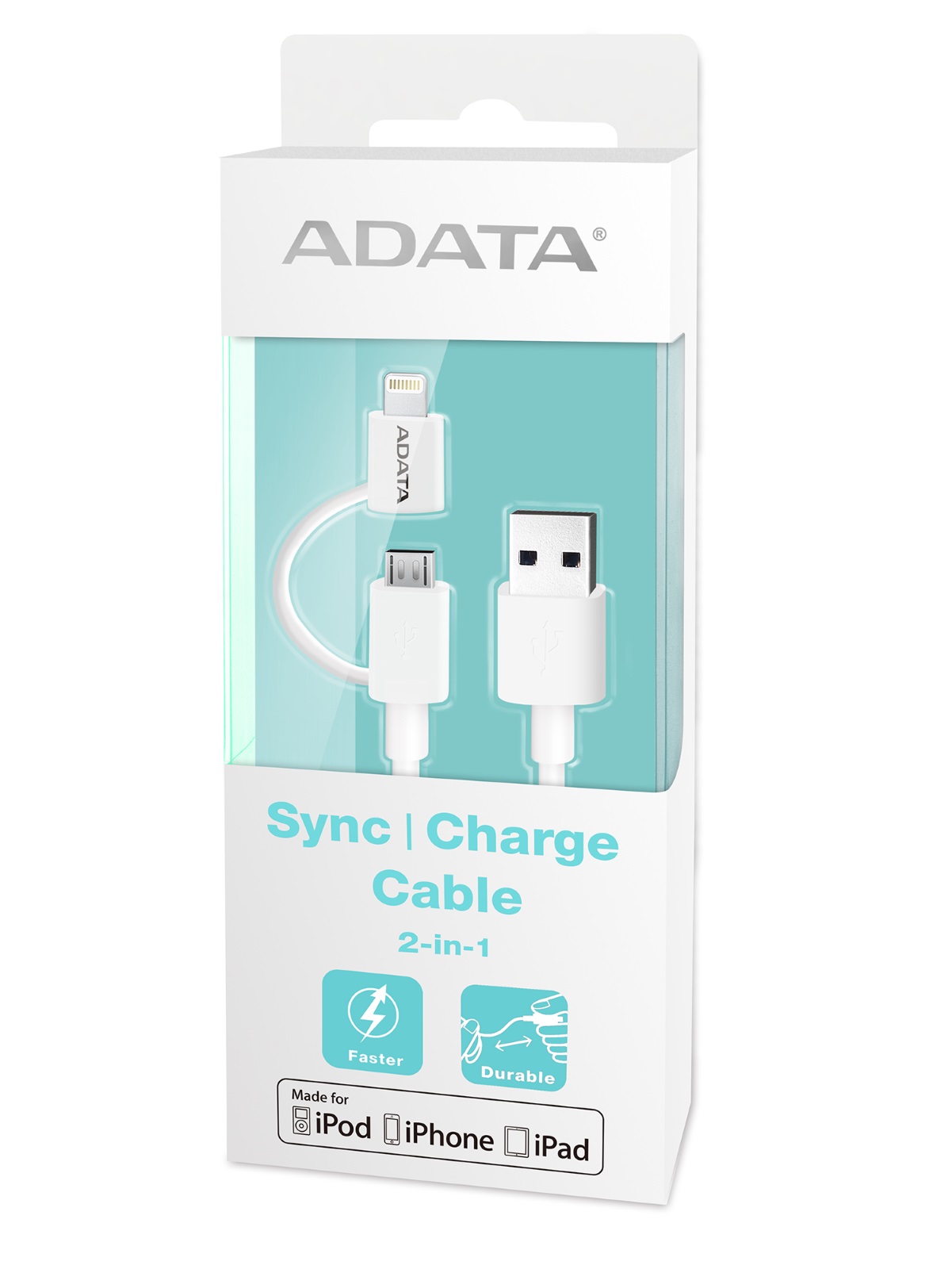 AData 2-in-1 Sync & Charge Cable With Micro USB and Lightning ...