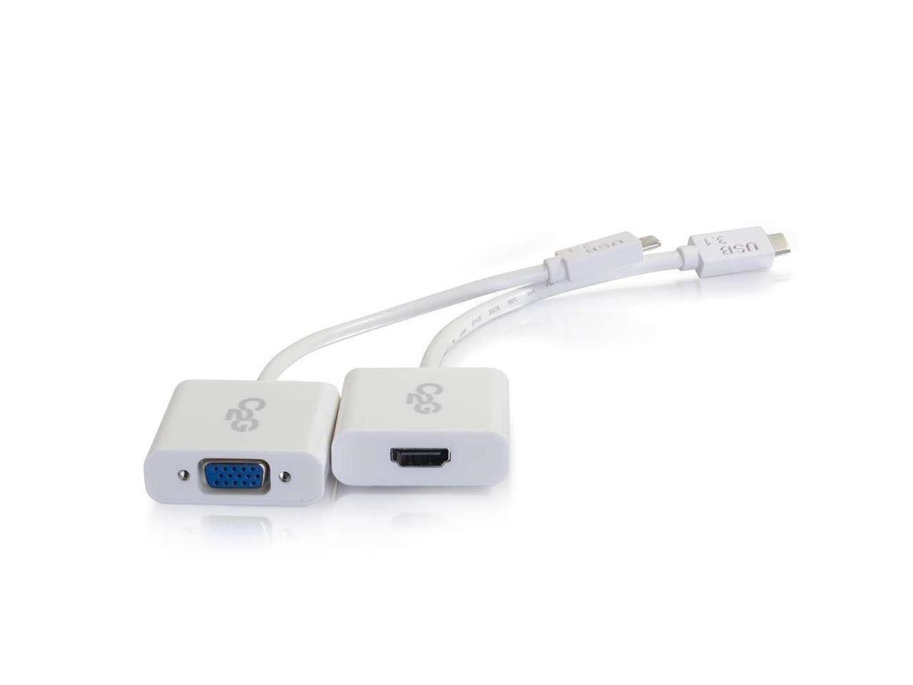 C2G USB-C to HDMI/VGA Video Adapter Kit - White
