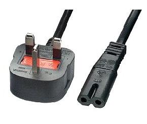 Power Cable Figure 8 with 3-pin UK plug 180cm