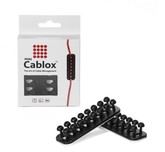 Mini Cablox 2x8 Cable Management System - 3-pack Black