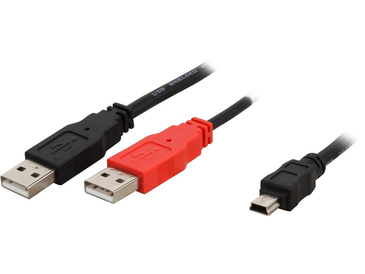 C2G 6FT USB Mini Type-B Male to 2 x USB Type-A Male Y Cable - Black