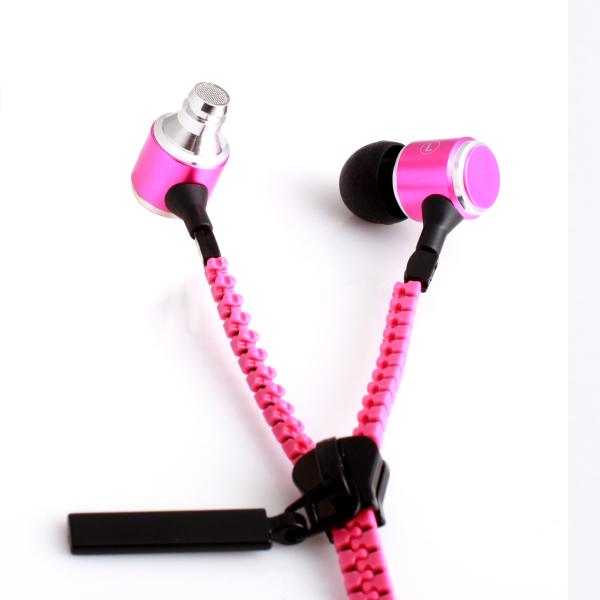 GEEQ Pink Zip-Style Noise-isolating Earphone with Microphone