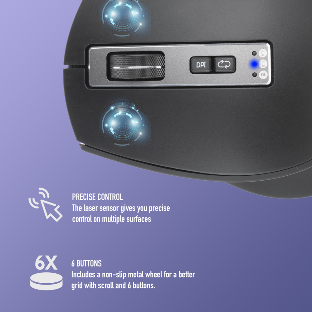 NGS Wireless Multimode Rechargeable Wireless Mouse - Blur RB