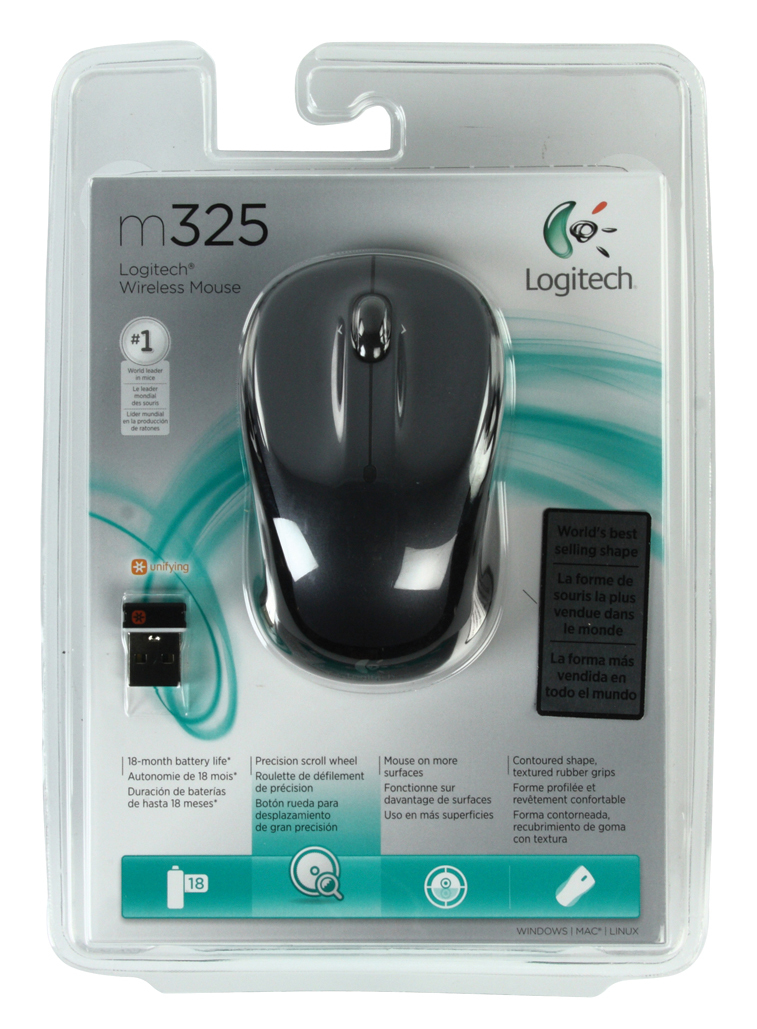 Logitech M325 Wireless Mouse Dark Silver