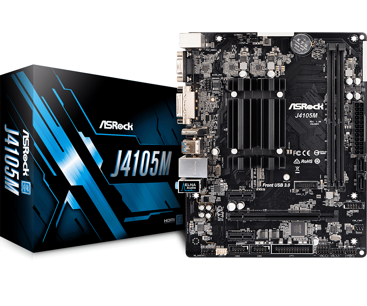 Asrock Gemini Lake Intel J4105 Micro ATX DDR4-SDRAM Motherboard