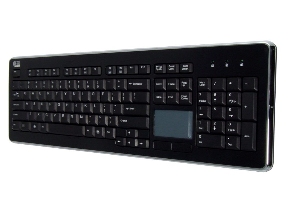 Adesso SlimTouch USB QWERTY Full Size Touchpad Desktop Keyboard