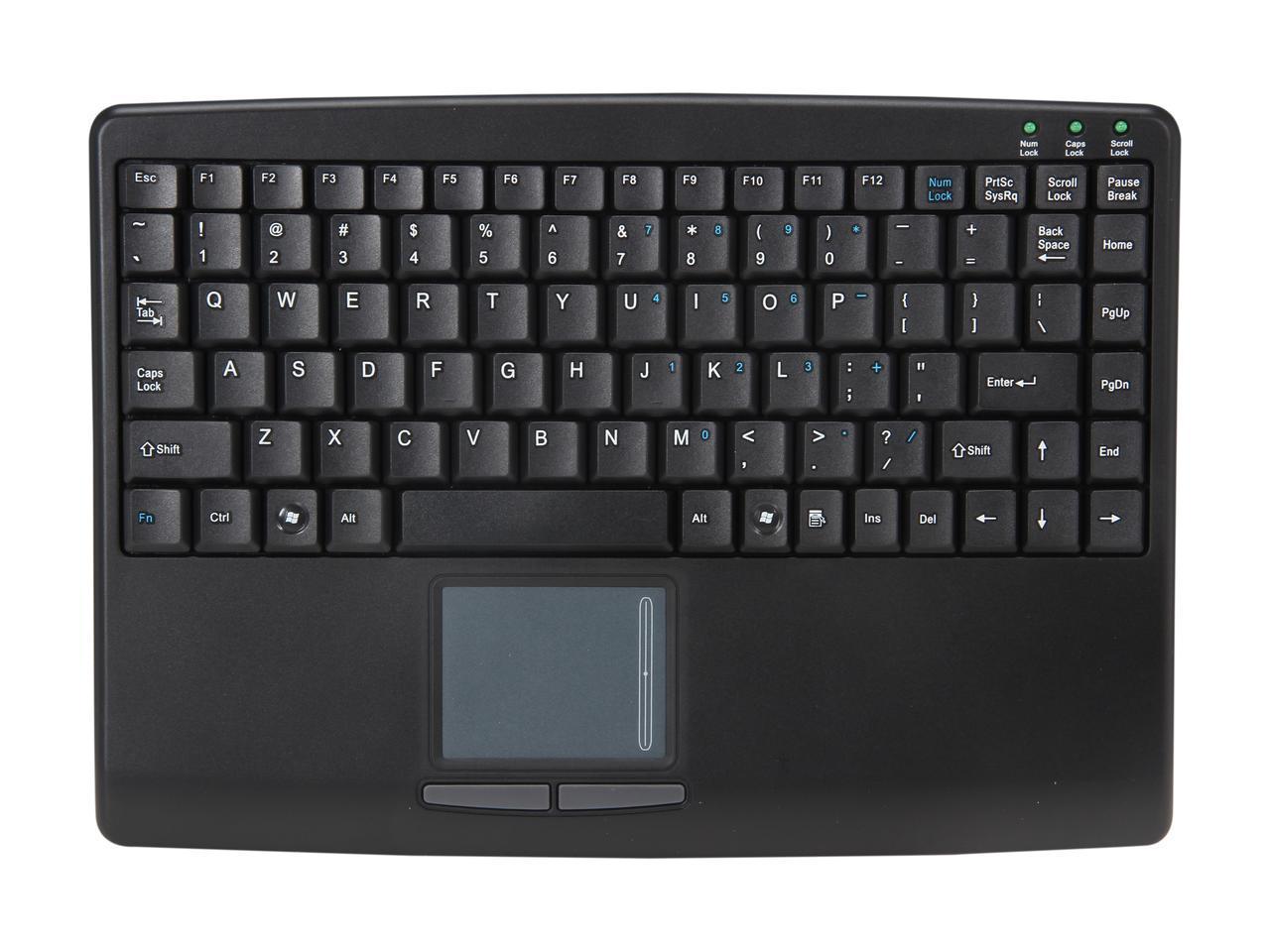Adesso Slim Touch Mini With Touchpad USB QWERTY Black Keyboard - US ...