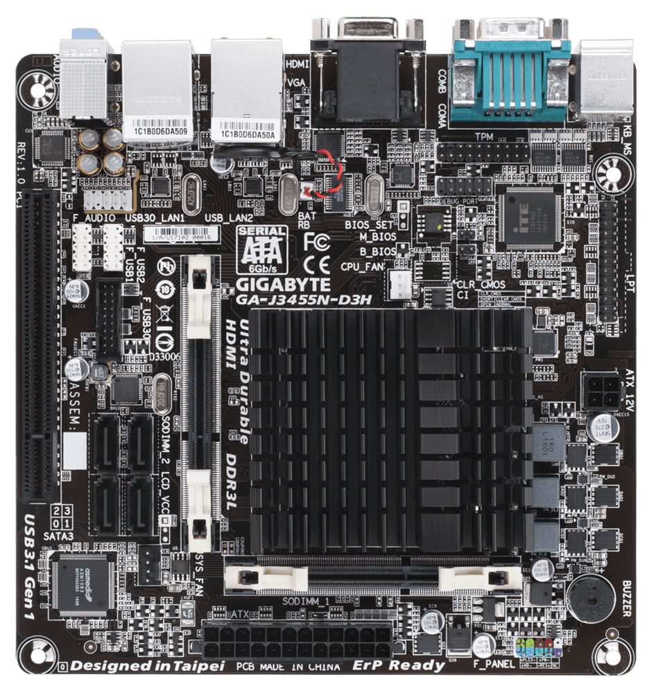 Gigabyte BGA 1296 Intel Celeron J3455 Mini ITX DDR3L Motherboard