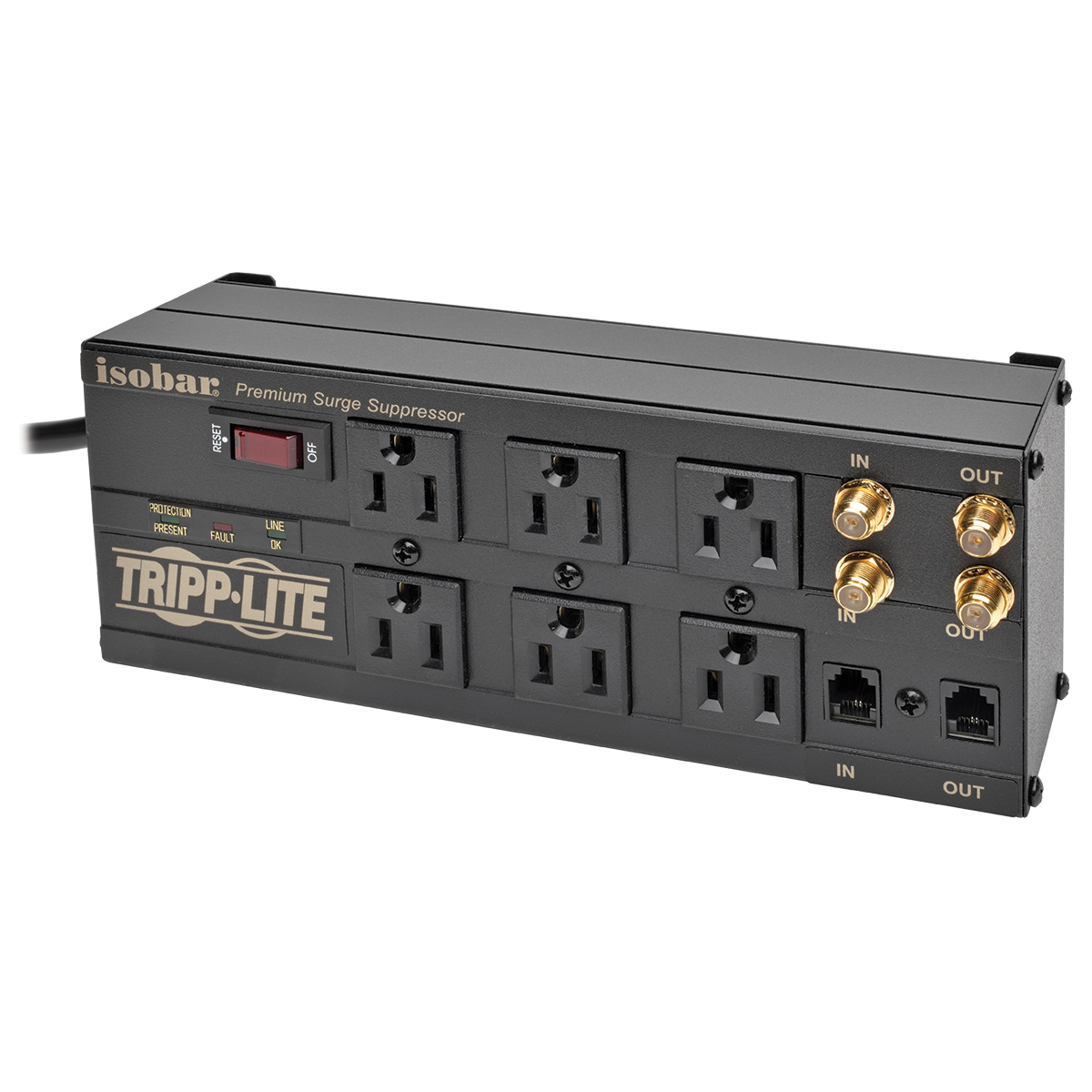 Tripp Lite 6FT Isobar 6 Outlet Surge Protector Metal - Black