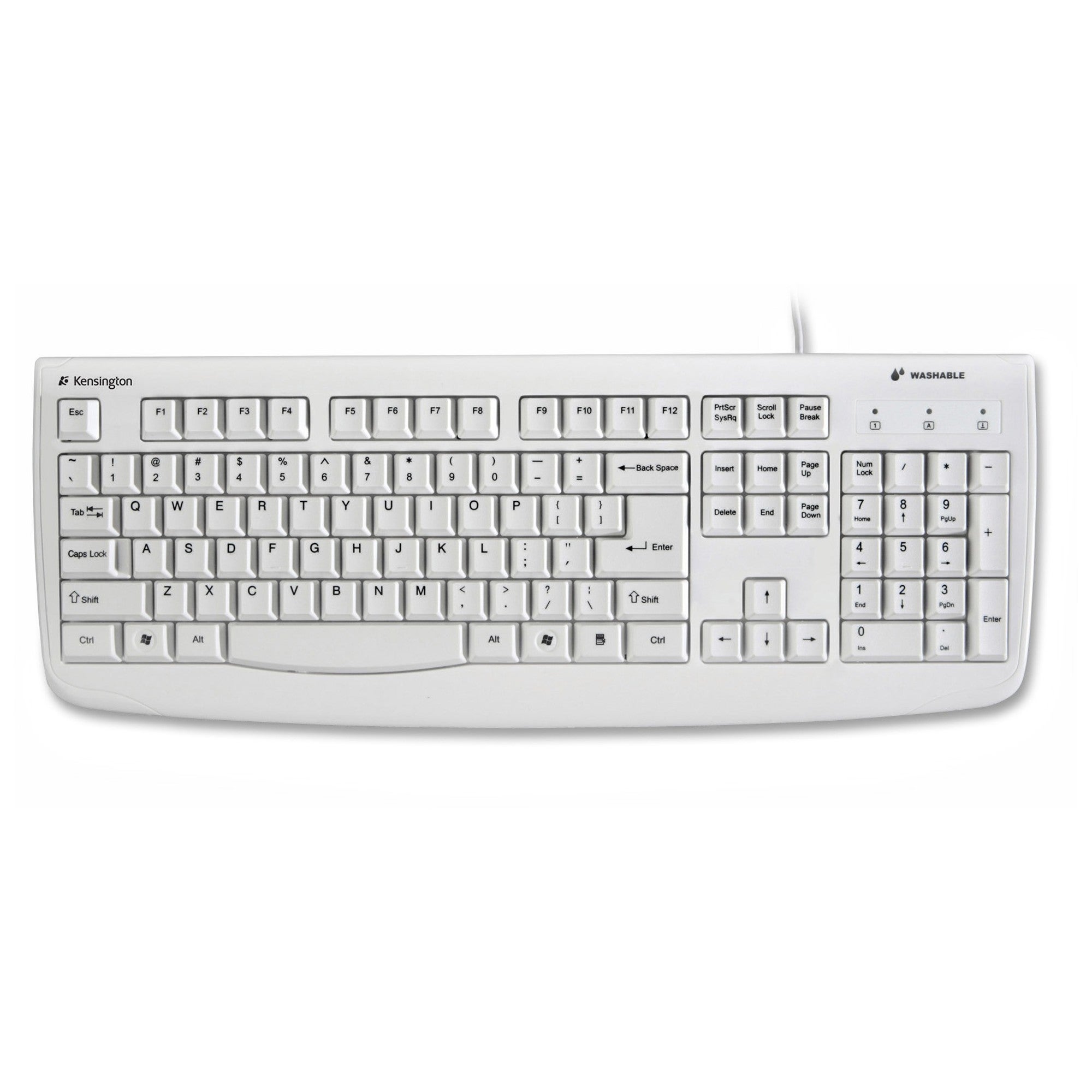 Kensington Washable USB QWERTY Keyboard - White