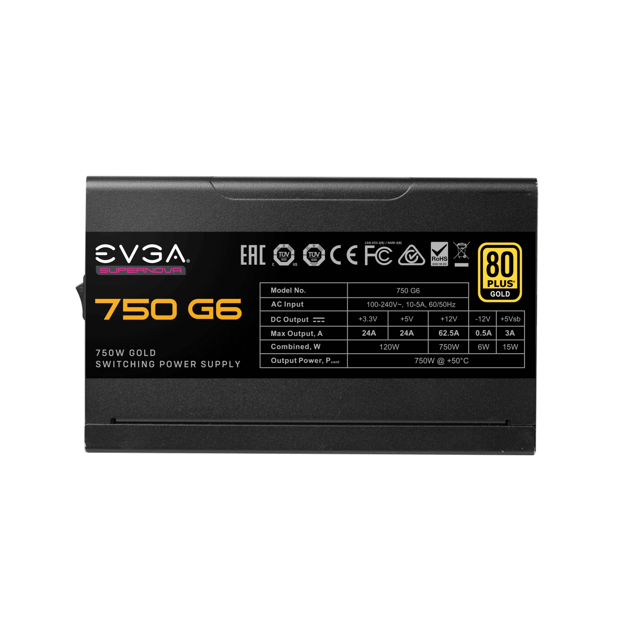 EVGA SuperNOVA 750 G6 750W ATX Fully Modular Power Supply - Black