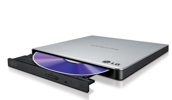 LG External Ultra Portable Slim DVD-RW GP57ES40 - Black, Silver