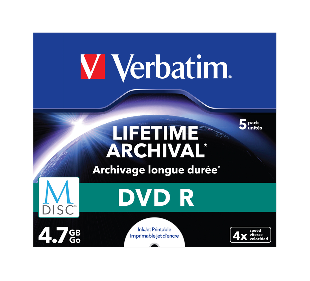 Verbatim M-Disc DVD R 4.7GB 4X 5-Pack Jewelcase
