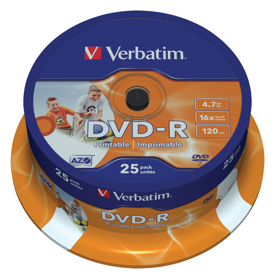 Verbatim DVD-R 4.7GB 16X 120Min 25-Pack Spindle