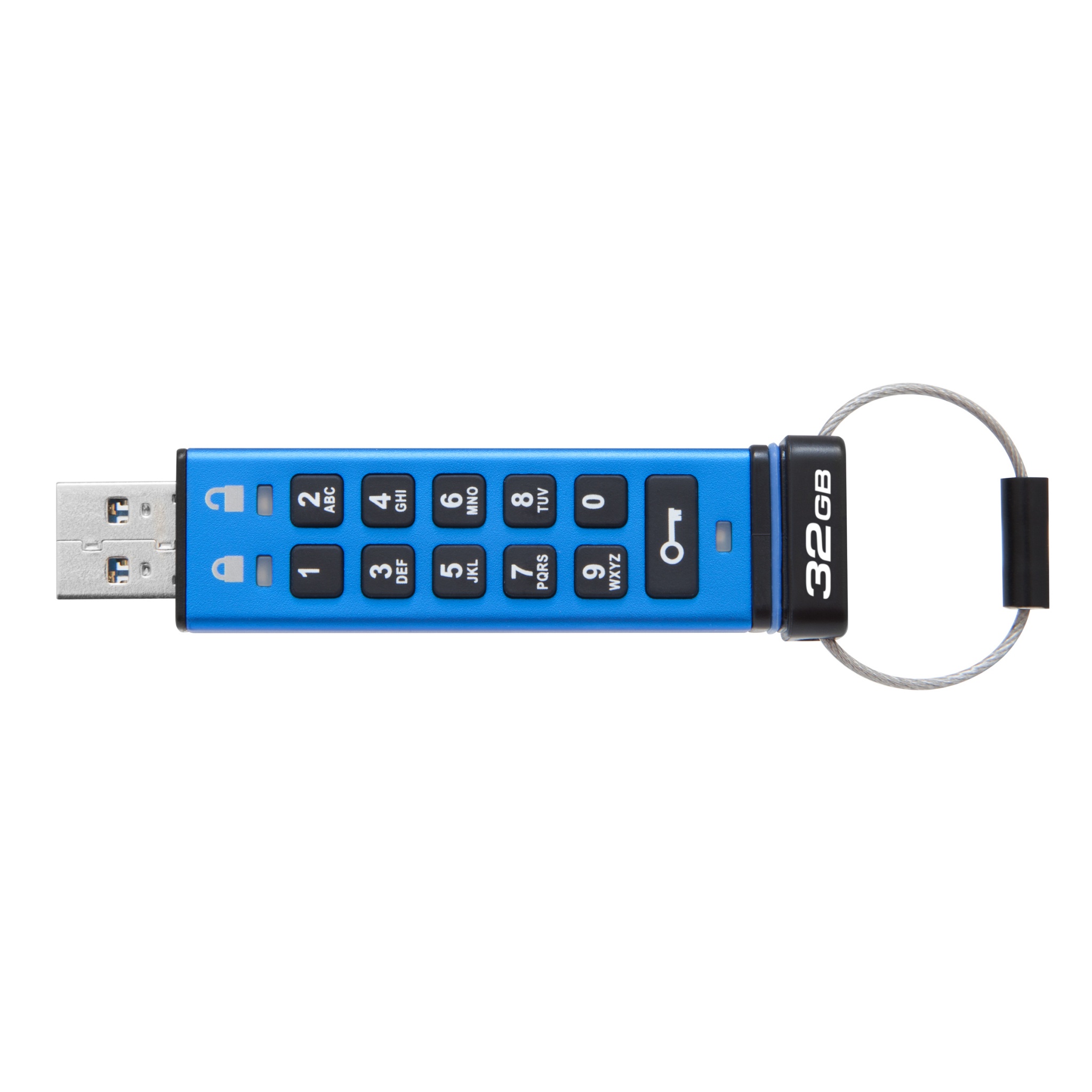 32GB Kingston DataTraveler 2000 Encrypted USB Flash Drive - Blue