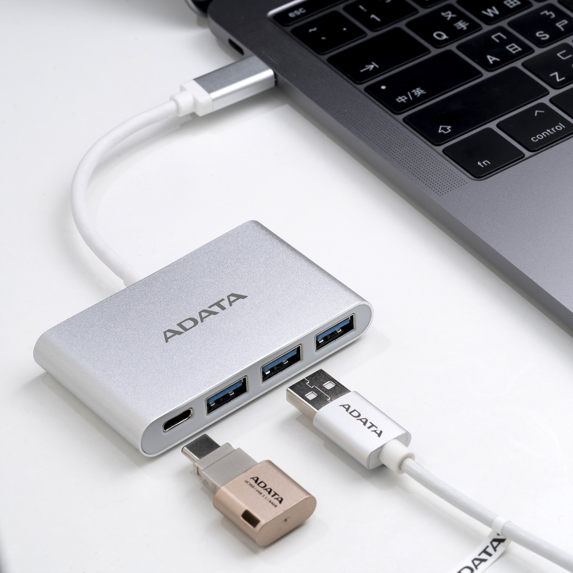 AData USB-C Hub (with 3x USB 3.1 + 1x USB-C port) Silver