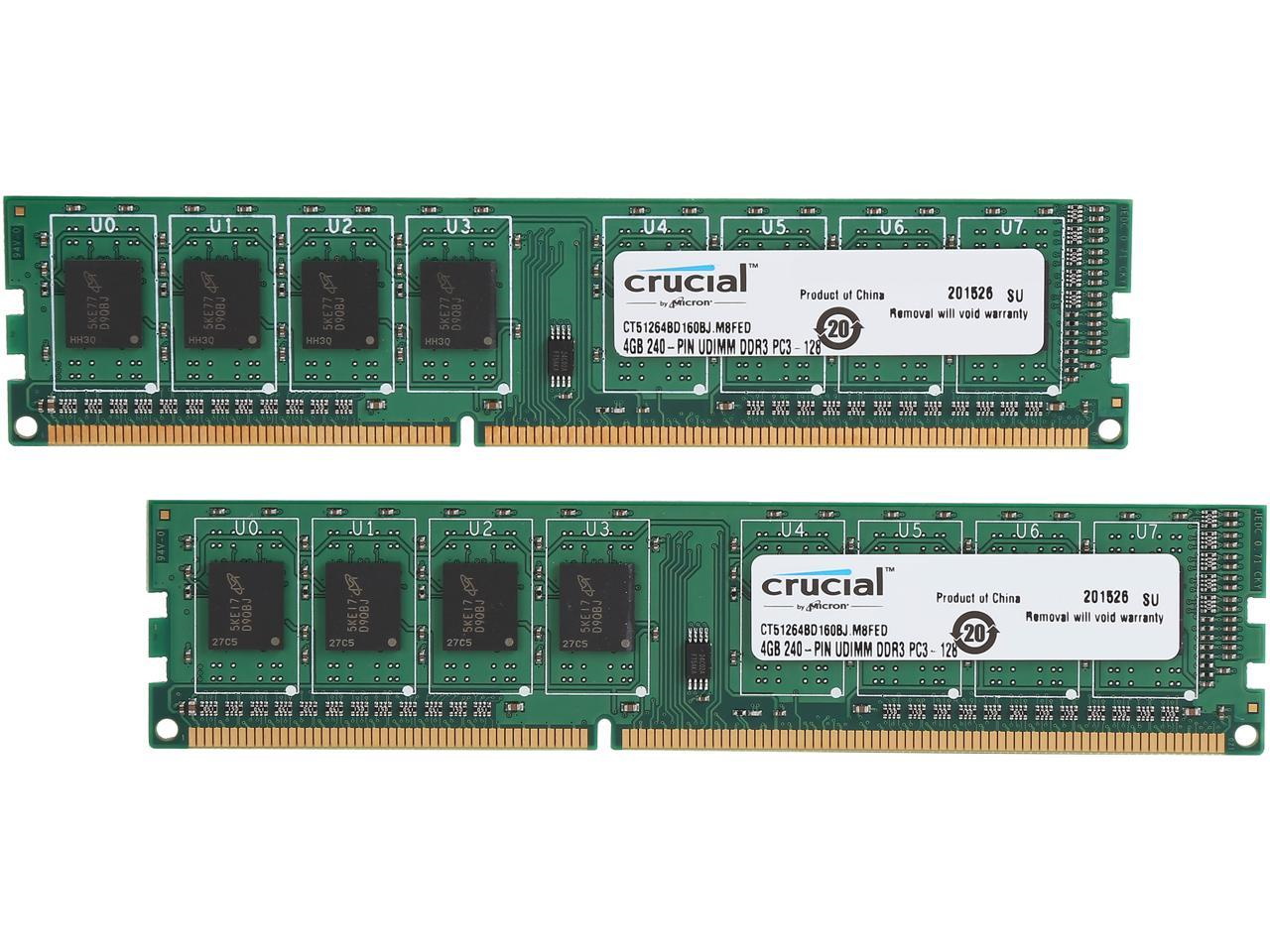 8GB Crucial DDR3 1600MHz CL11 Dual Channel Kit (2x 4GB)