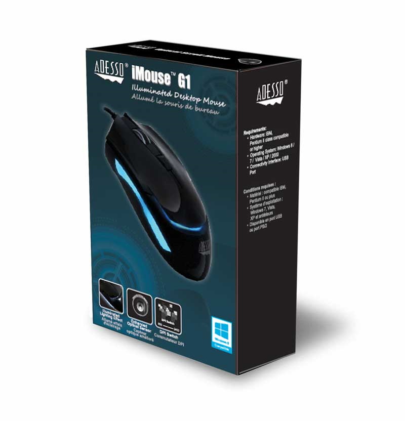 Adesso iMouse G1 Wired Optical Illuminated Mouse