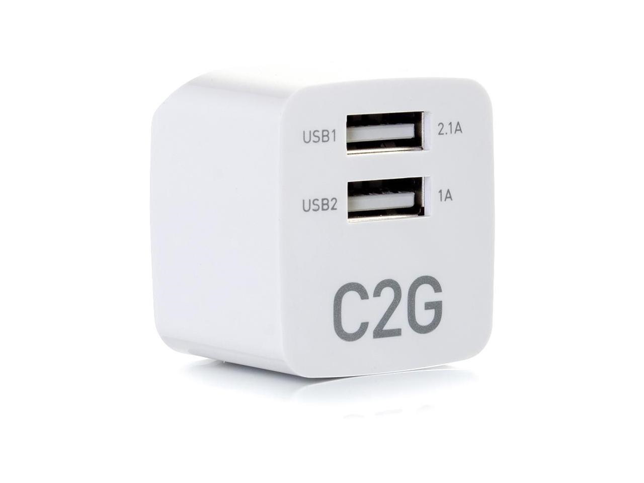 C2G 2-Port 5V USB Wall Charger - White