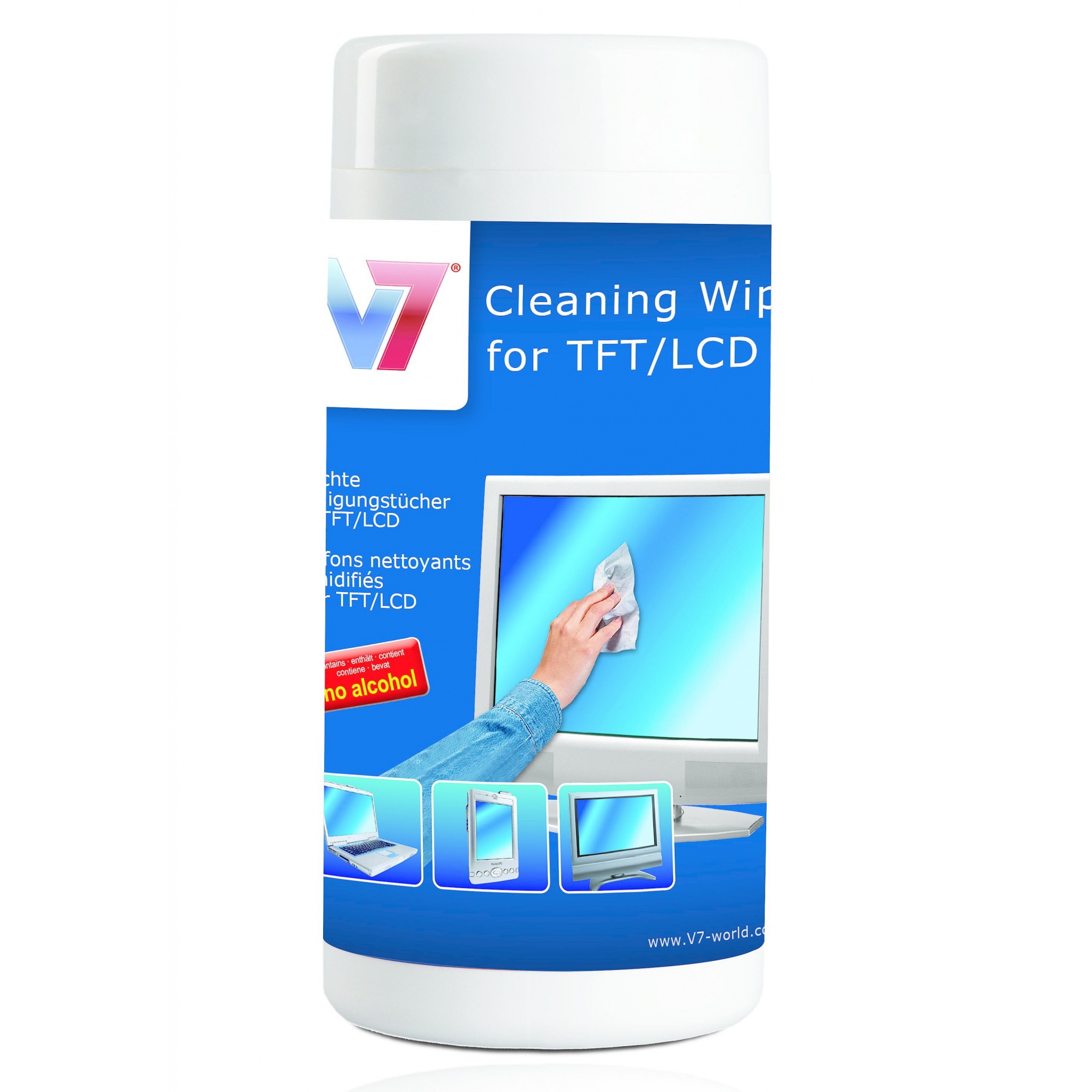 V7 Computer Cleaning Wipes Tube - Large 100 wipes
