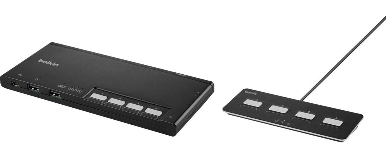 Belkin Modular Secure Single Head 4 Port KVM Switch - Black