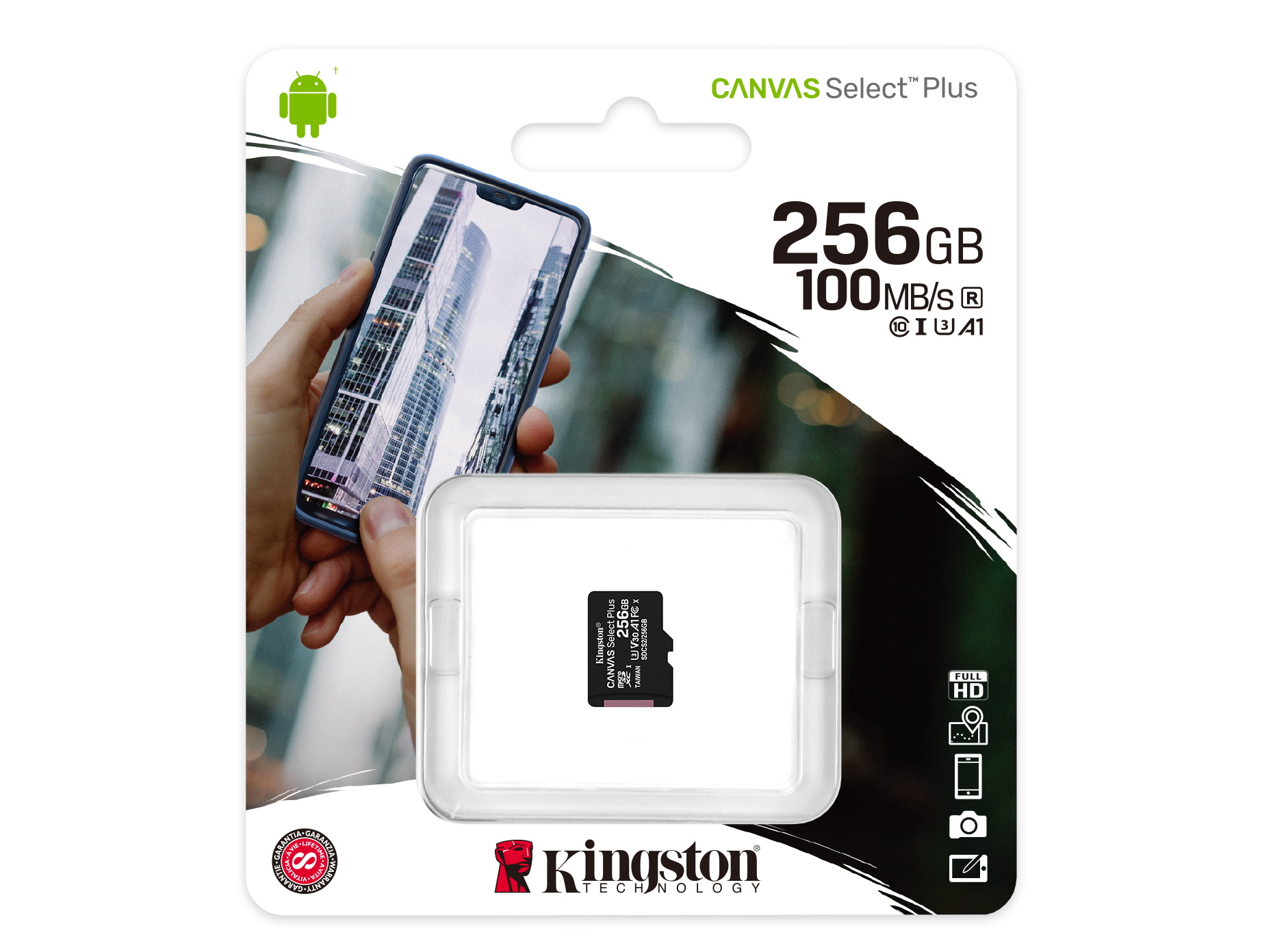 256GB Kingston Canvas Select Plus microSDXC CL10 UHS-1 U3 V30 A1 Memory ...