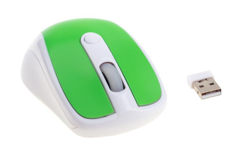 NEON Wireless Optical Mouse USB Dual-button with scroll-wheel White/Green
