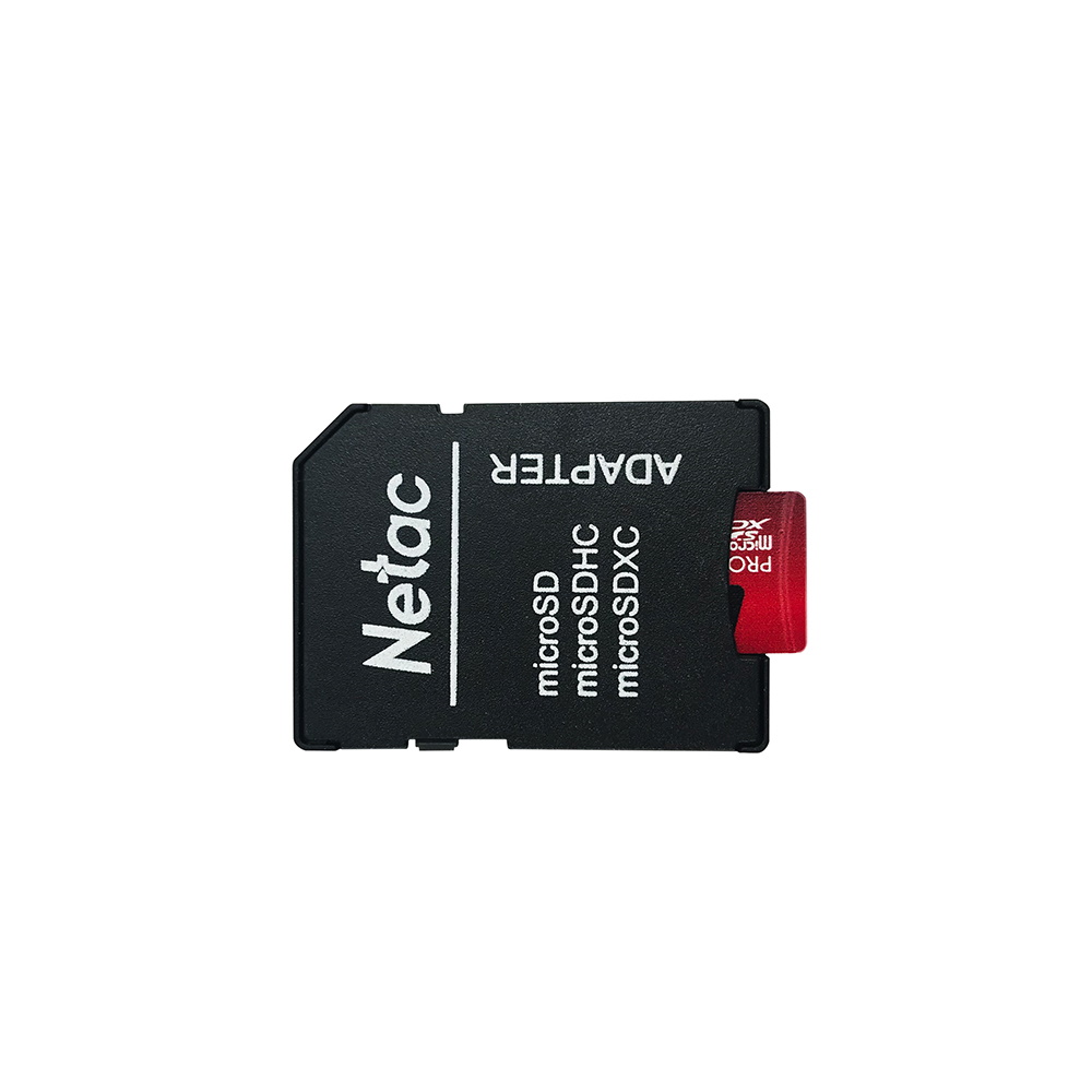 64GB Netac P500 Pro microSDXC CL10 UHS-I U3 V30 A1 Memory Card w/ SD ...