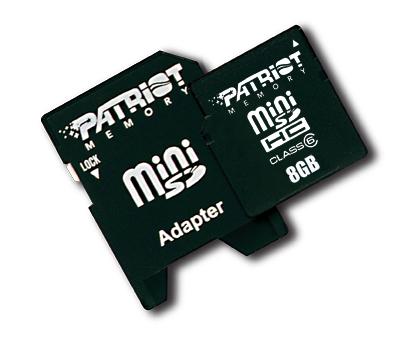 8GB Patriot miniSDHC High-Capacity SD Class 6 (with SD adapter)