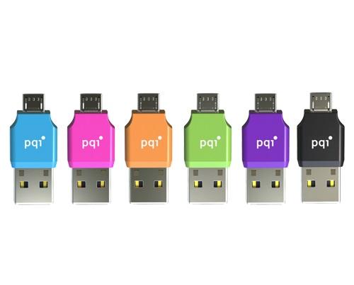 PQI Connect 203 Blue micro USB +USB2.0 OTG microSD Reader for Android ...