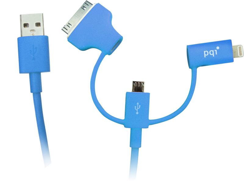 PQI i-Cable Multi-Plug (Blue) for mobile devices - Lightning / Apple 30 ...