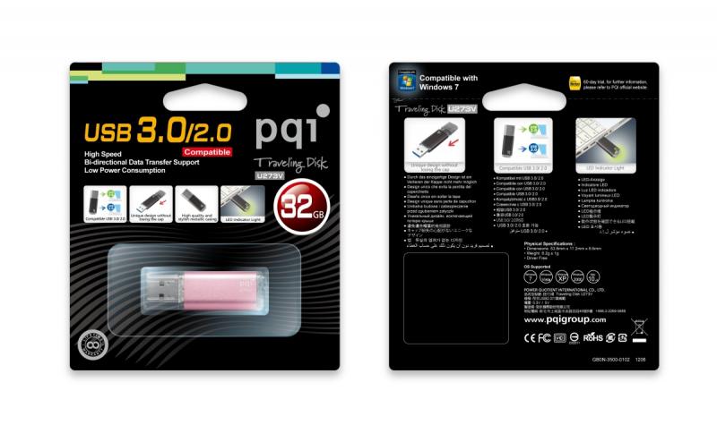 32GB PQI U273V Traveling Disk USB Flash Drive - Pink - USB3.0