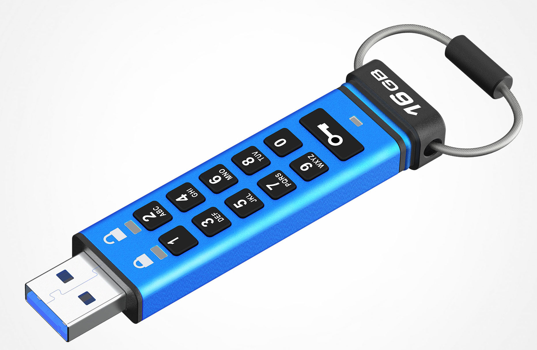 32GB Kingston IronKey Keypad 200 USB3.2 Type A Flash Drive - Blue