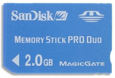 2Gb Sandisk Memory Stick PRO Duo card with MS PRO Duo adapter