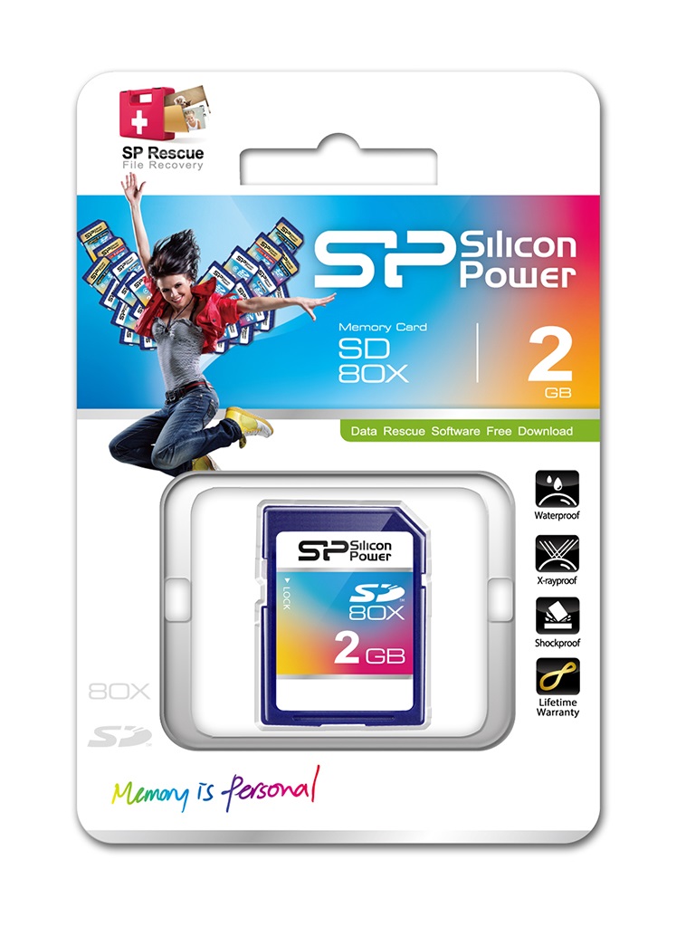 2GB Silicon Power 80X Speed SD Secure Digital Memory Card