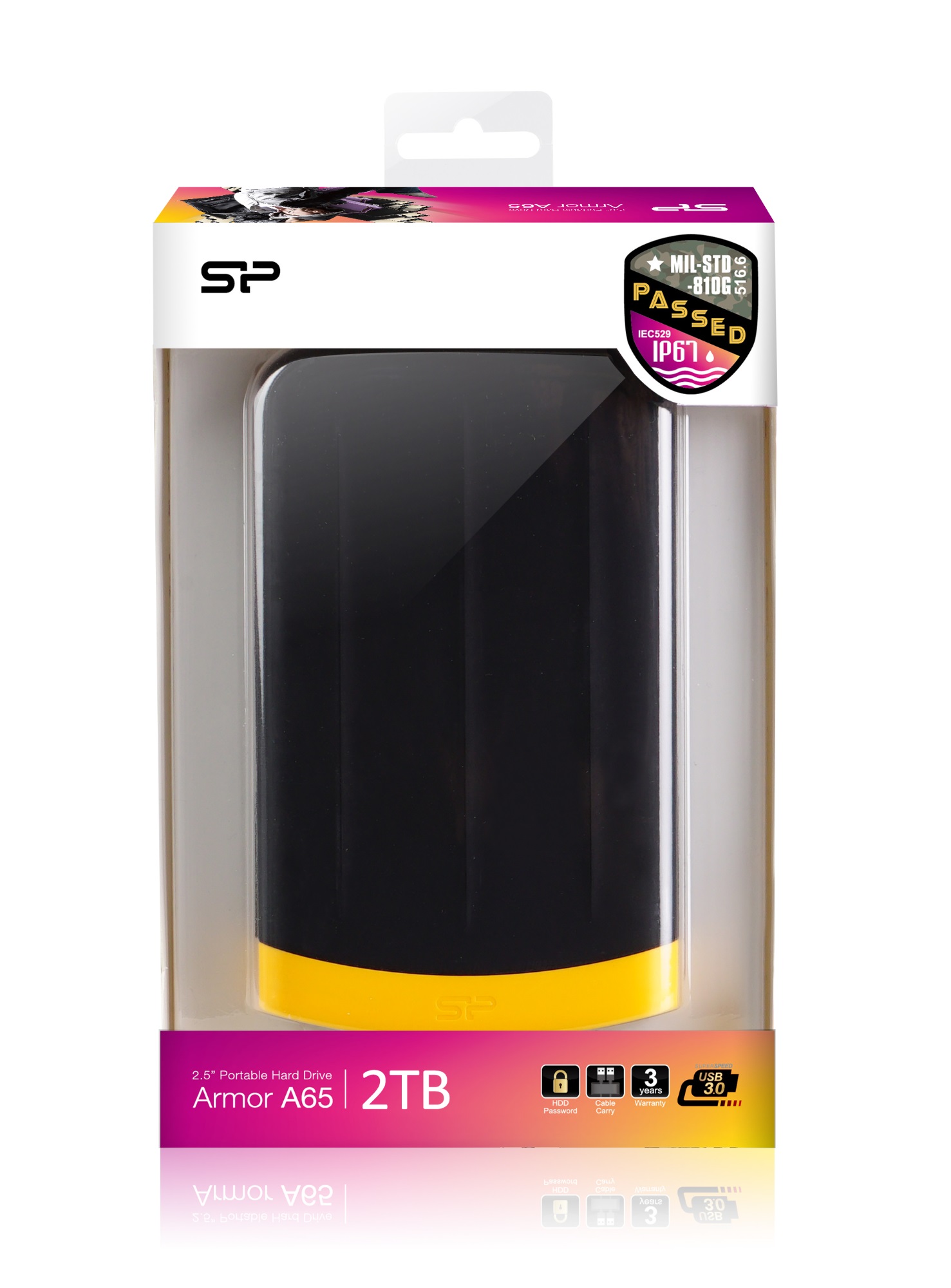 2TB Silicon Power Armor A65 Shockproof/Waterproof Portable Hard Drive ...