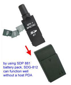 Spectec SD Bluetooth GPS Receiver SDG-812 + SDP-881 Battery Pack