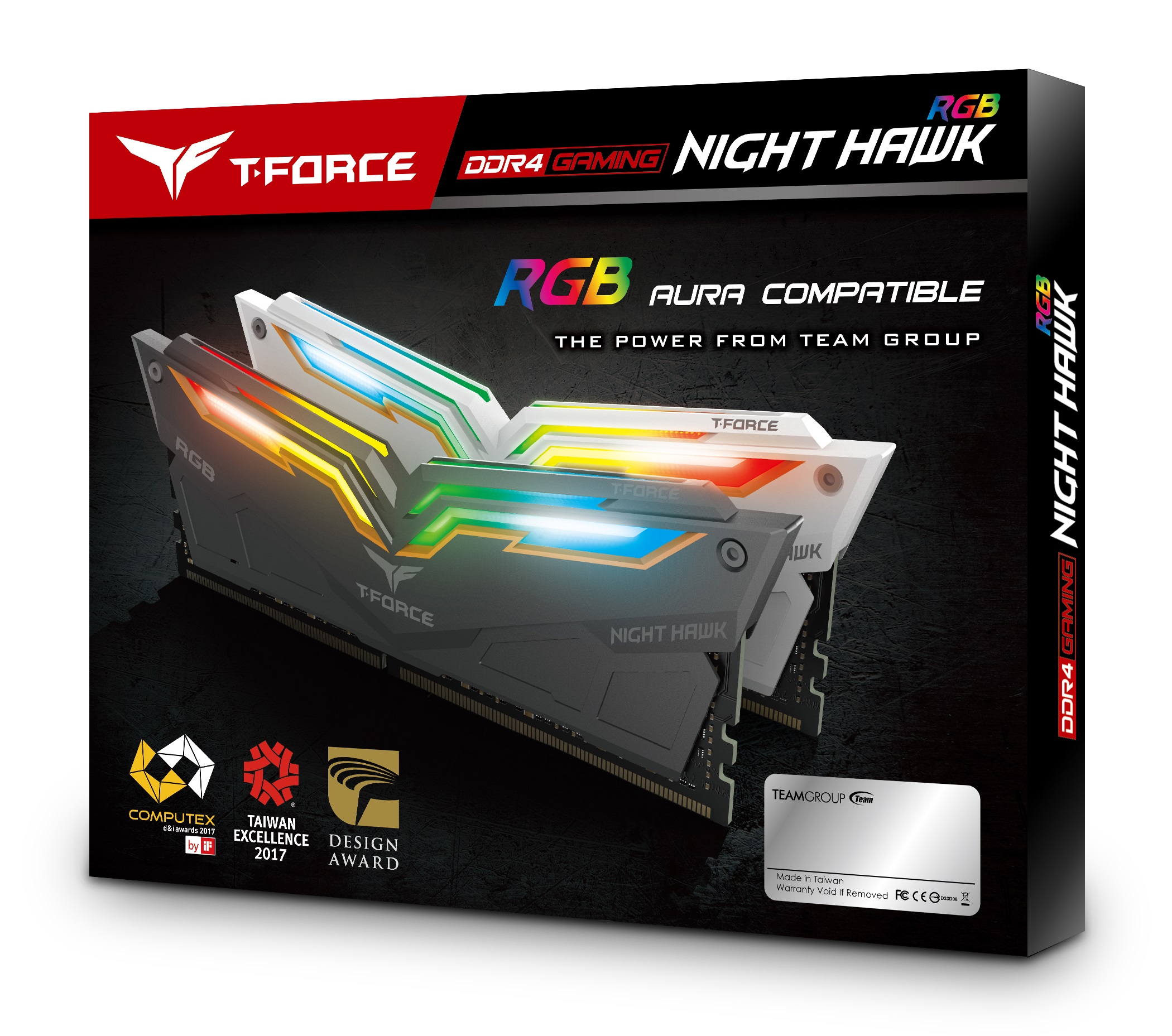 16GB Team T-Force Night Hawk RGB DDR4 4000MHz PC4-32000 CL18 Dual ...