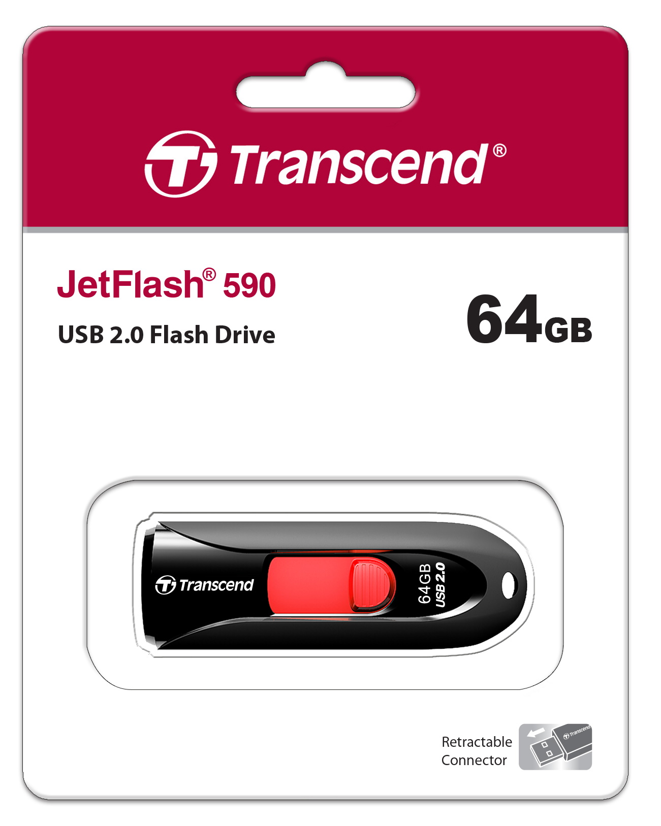 64GB Transcend JetFlash 590 USB2.0 Flash Drive w/ sliding USB connector