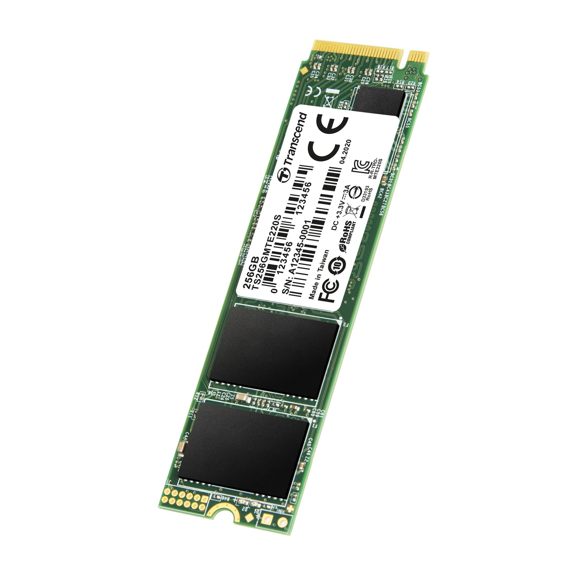 256GB Transcend NVMe PCIe Gen3x4 M.2 2280 3D TLC SSD 220S