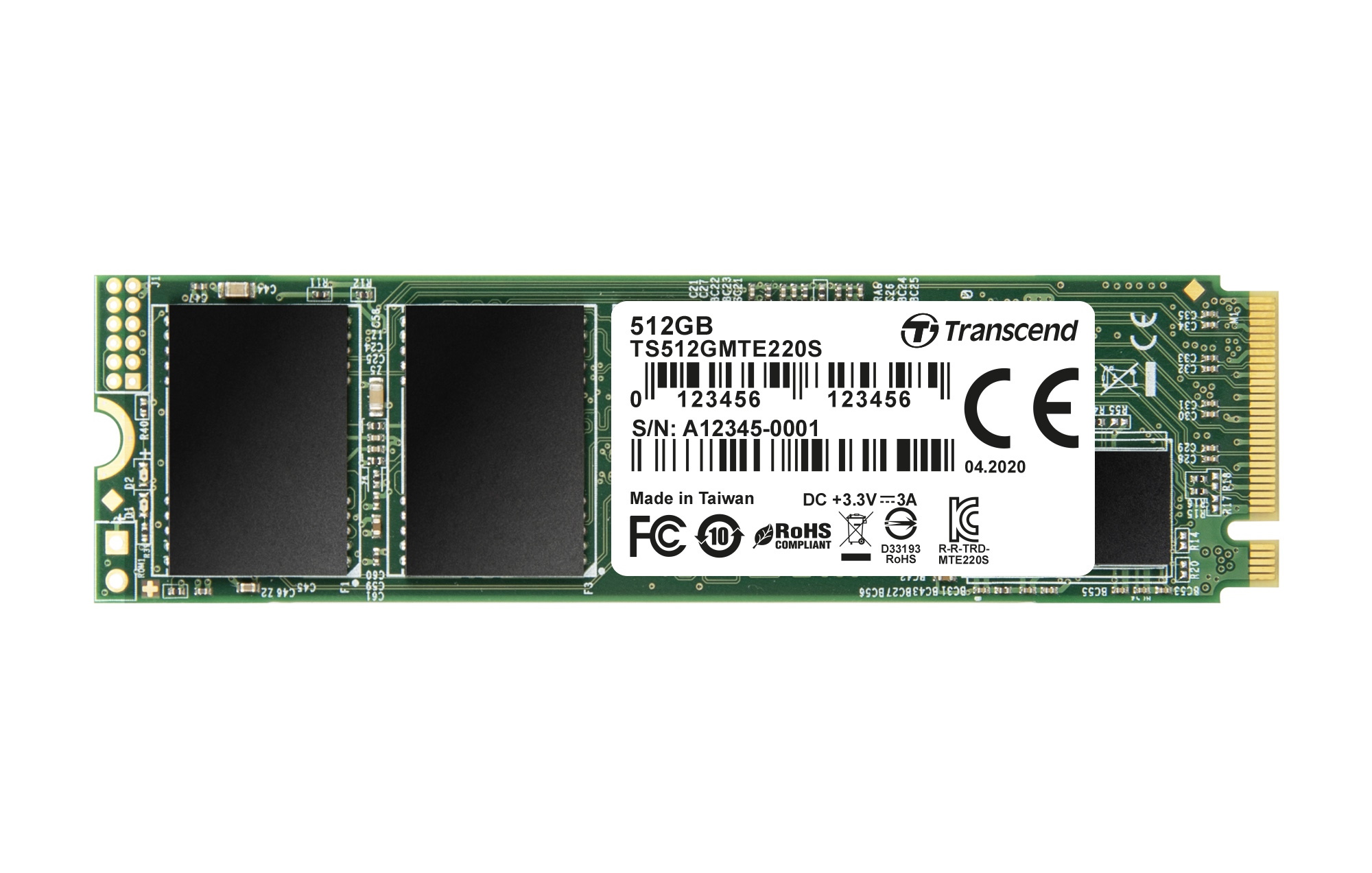 512GB Transcend NVMe PCIe Gen3x4 M.2 2280 3D TLC SSD 220S
