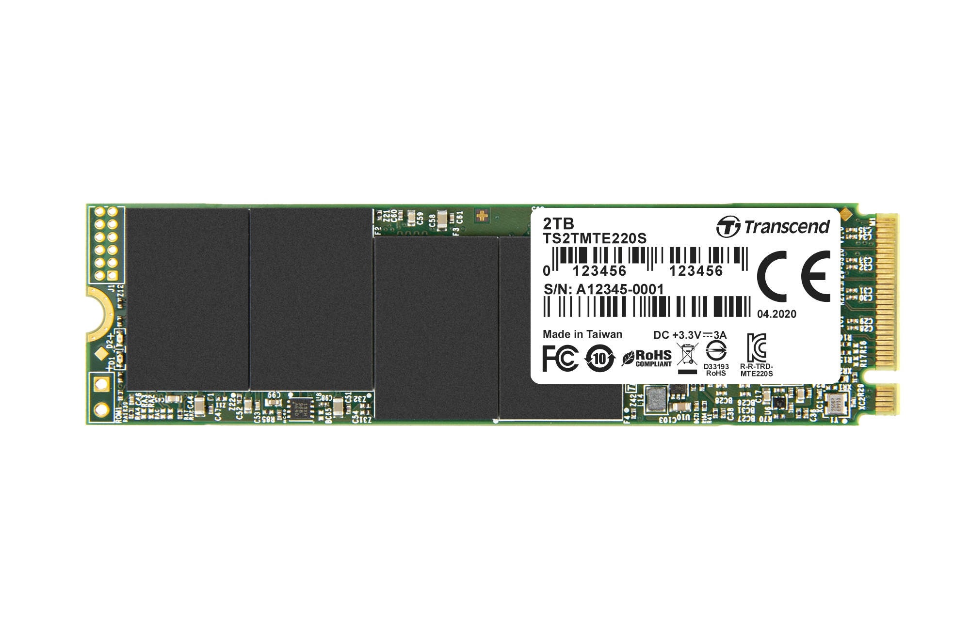 2TB Transcend NVMe PCIe Gen3x4 M.2 2280 3D TLC SSD 220S